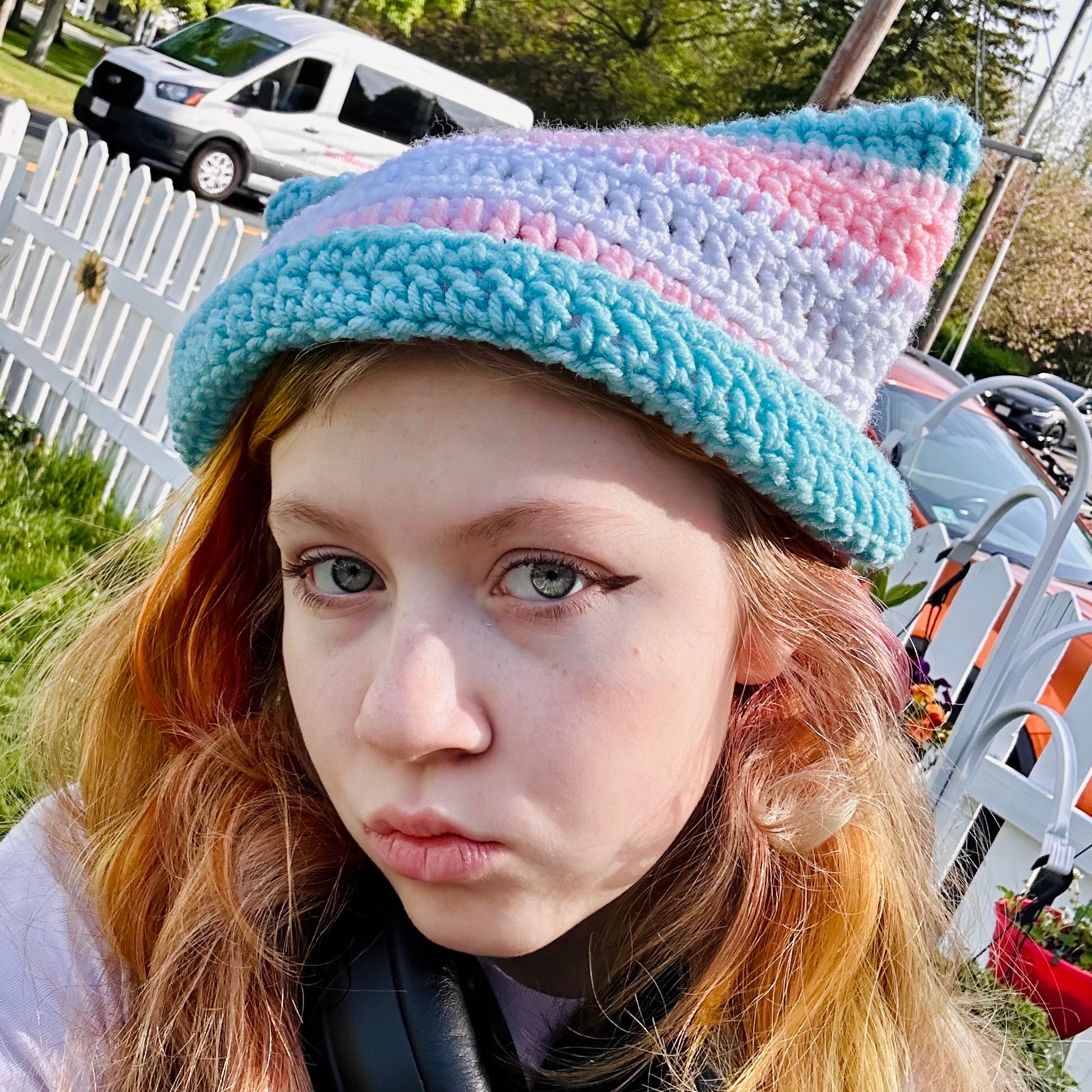 Trans Cat Ear Beanie Handmade Crochet Cat Beanie Trans Cat Ear Beanie ...