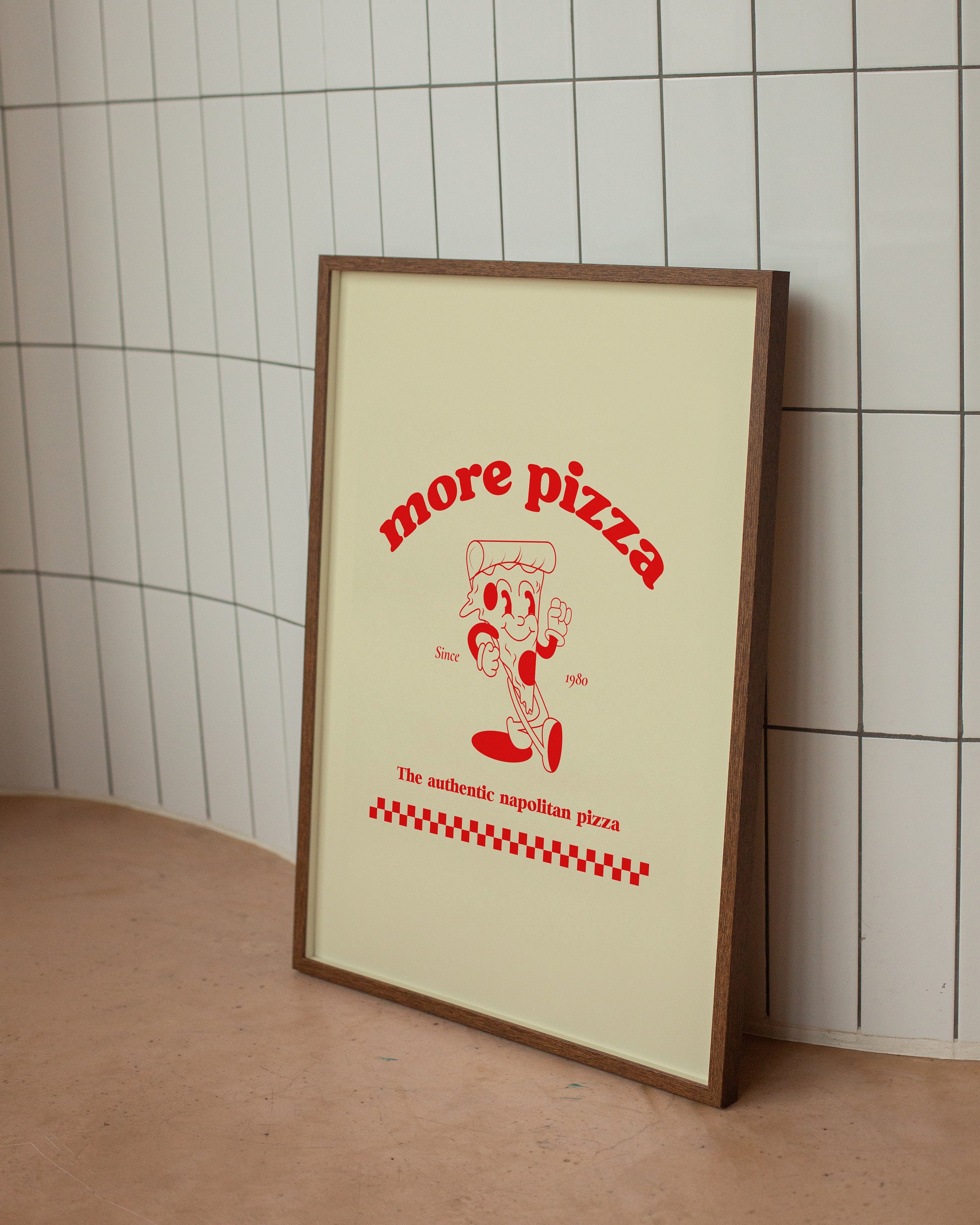 RETRO MASCOT PIZZA Wall Art Printable, Pizza wall decorations, Retro ...