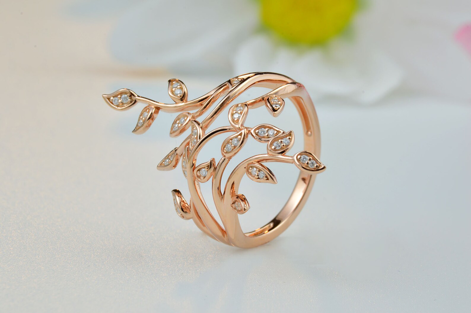 Olive Leaf Silver/10k 14K 18K Gold Ring, Moissanite Personalized Ring ...