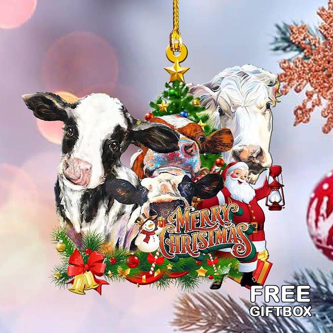 Farm Cow Ornament Santa Cow Country Christmas Cow Lover Gift - Etsy