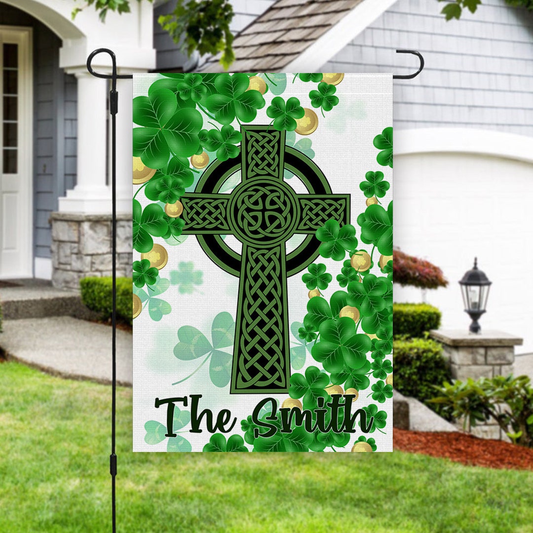 Personalized St Patricks Day Garden Flag, Irish Celtic Cross Irish ...