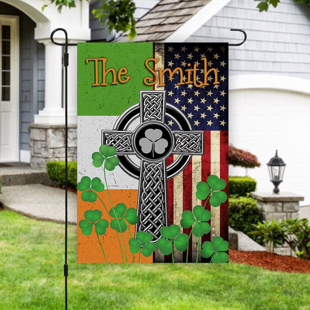 Personalized St Patricks Day Garden Flag, Irish Celtic Cross Irish ...