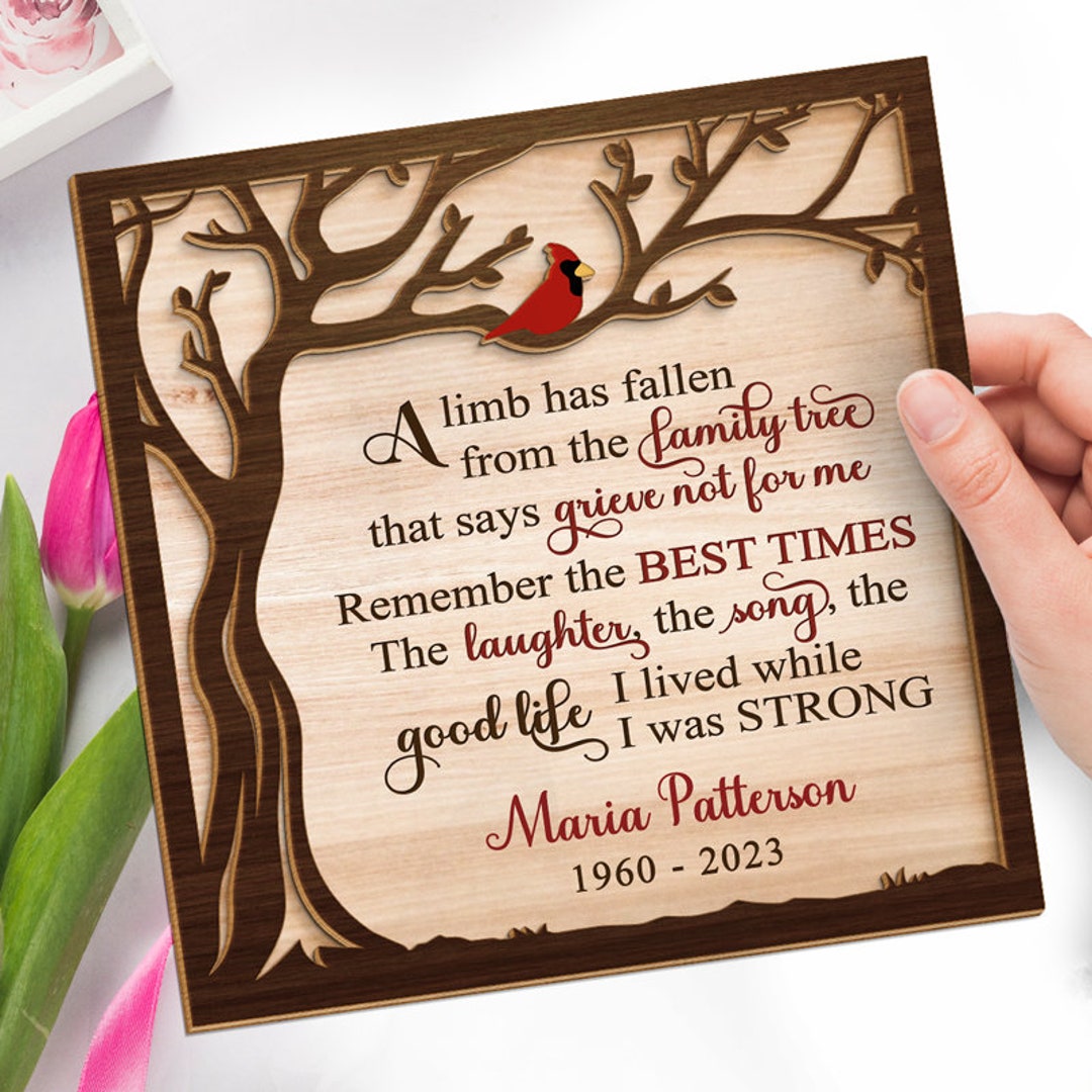 Personalized Memorial Plaque, A Limb Has Fallen From the Family Tree ...