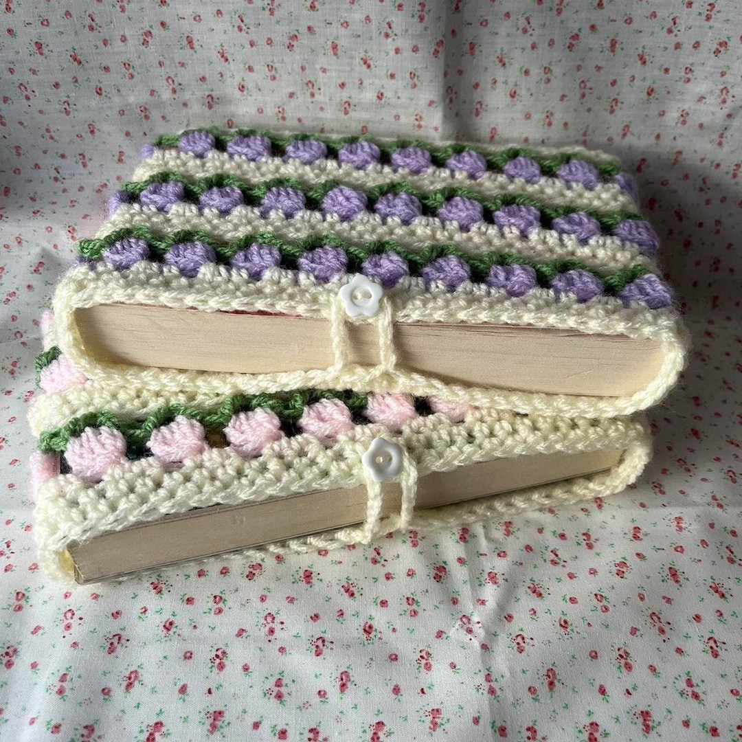 Handmade Crochet Tulip Flower Book Sleeve Book Cover Case Book Lovers ...