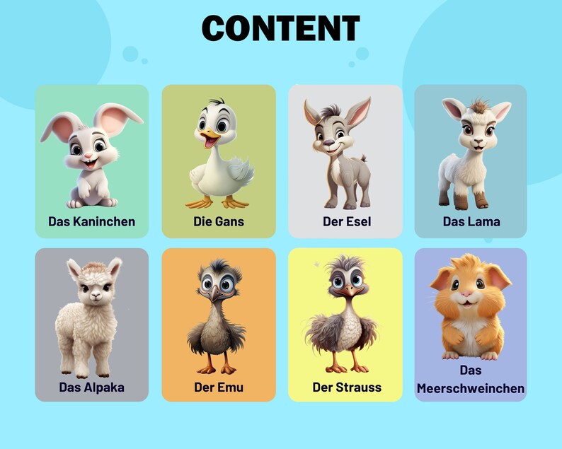 Farm Animals Flashcards English 24 Montessori Cards Printable PDF ...