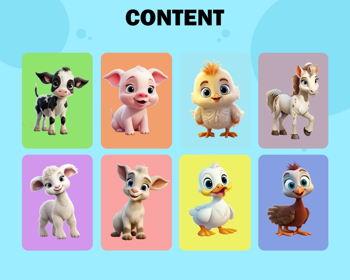 Farm Animals Flashcards English 24 Montessori Cards Printable PDF ...