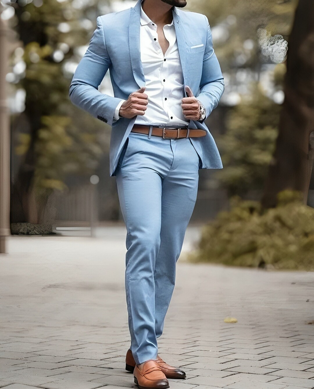 Iced Blue Wedding Suits Men Party Wear Dress Men Suit Bespoke Suit for ...