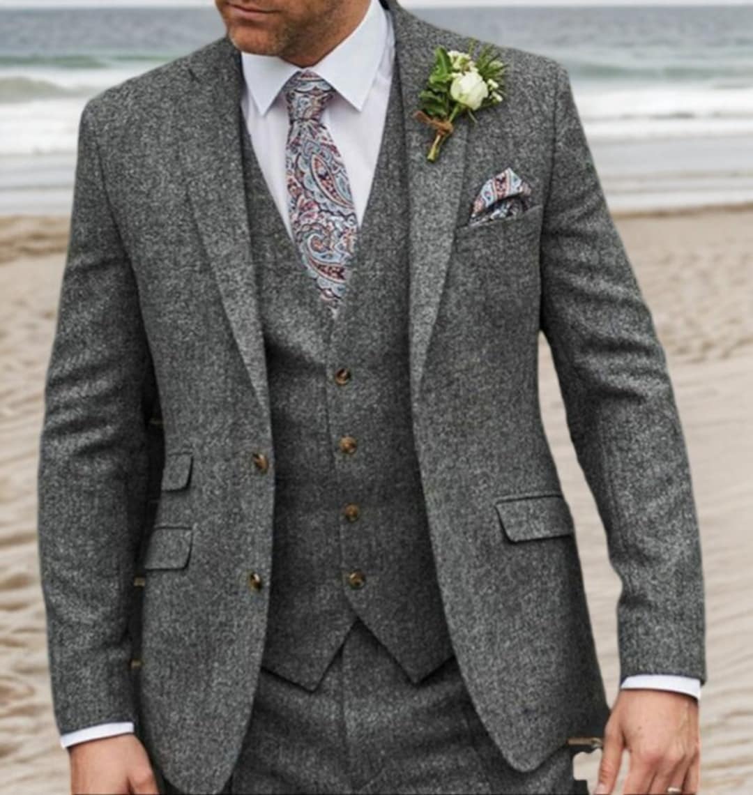 Gray Tweed Suit Men Suit Men's Clothing Tweed Suit Men Wedding Suit Men ...
