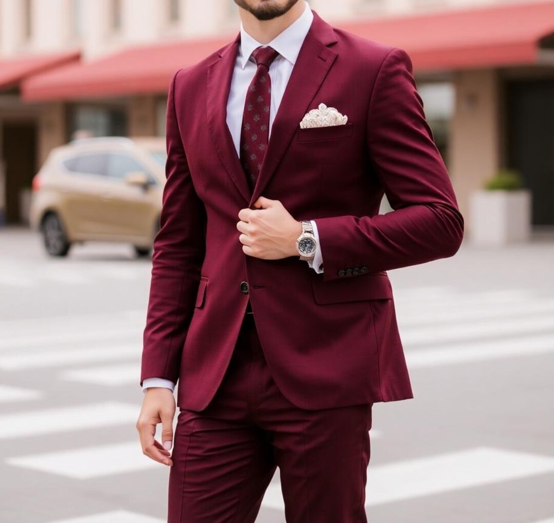 MEN SUIT - Men Burgundy Suit - Men Wedding Suit - Men Wedding Gift ...
