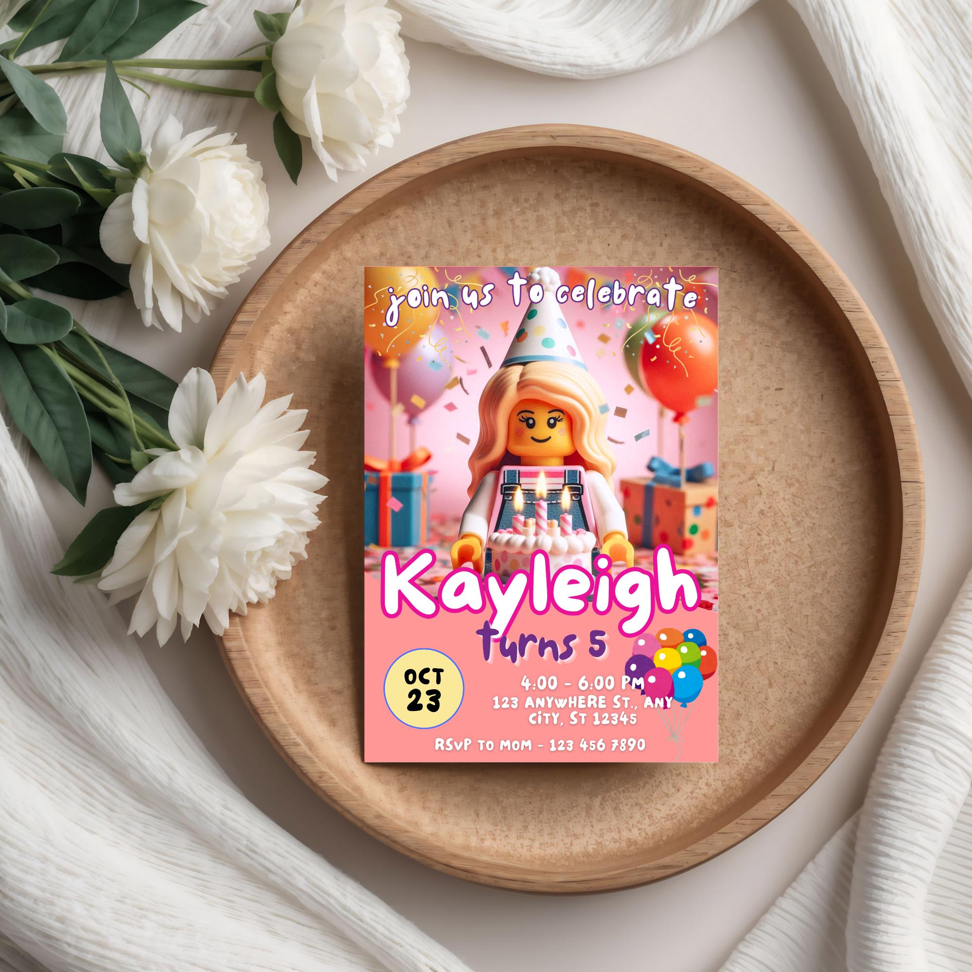 Building Blocks Birthday Invitation Editable Building Bricks Kids Party ...