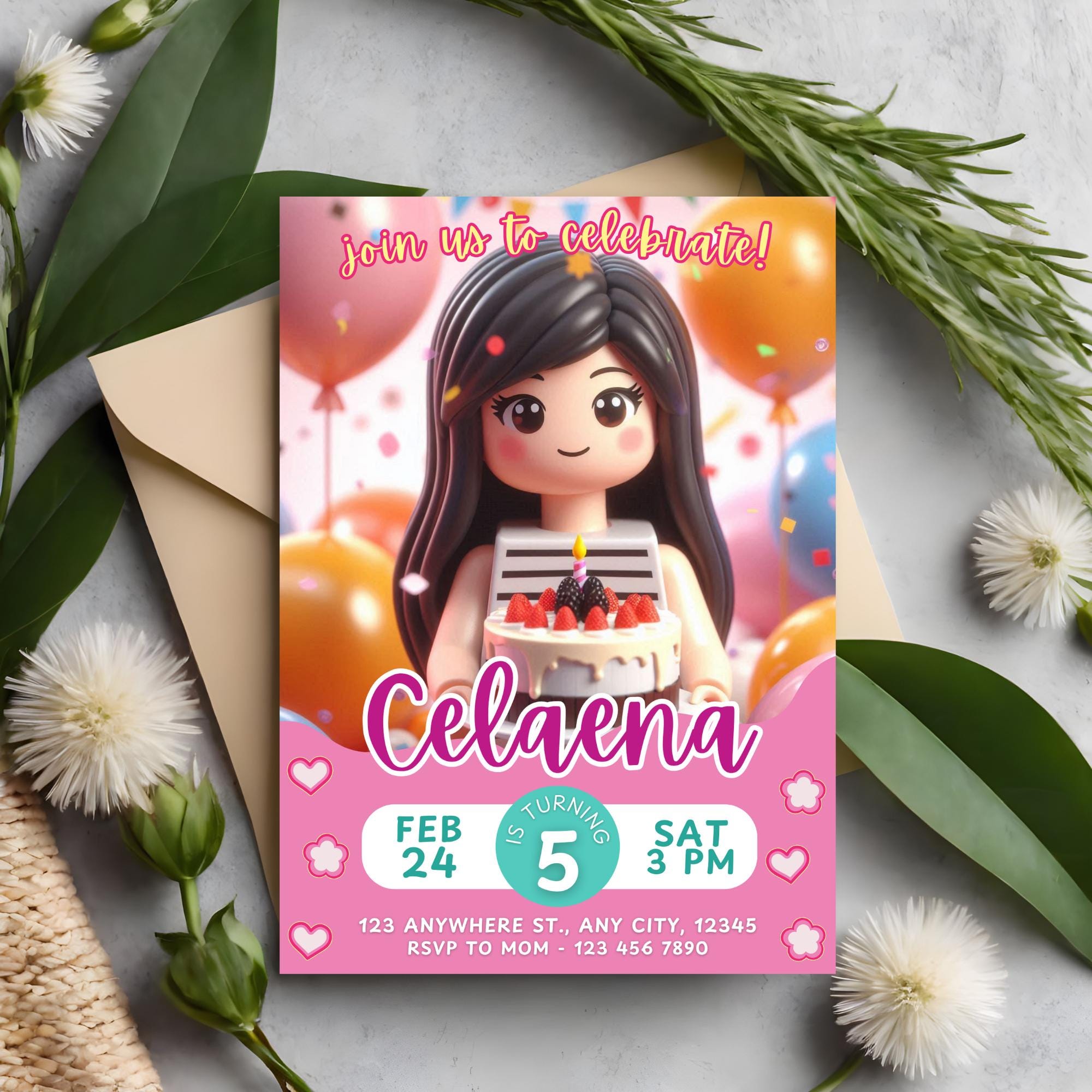 Editable Building Blocks Birthday Invitation Building Bricks Kids Party ...