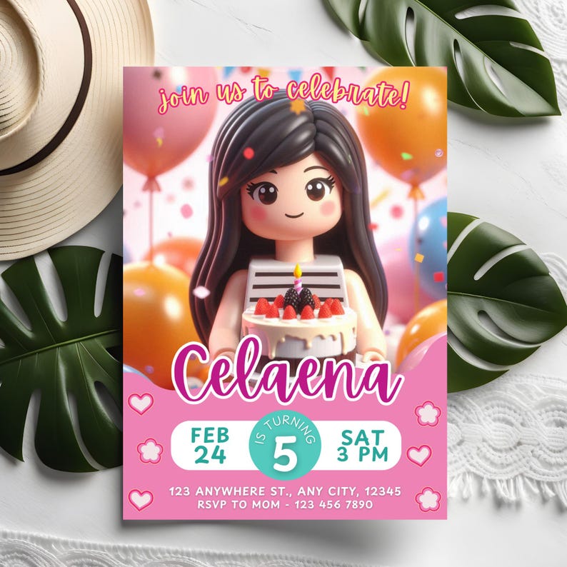 Editable Building Blocks Birthday Invitation Building Bricks Kids Party ...