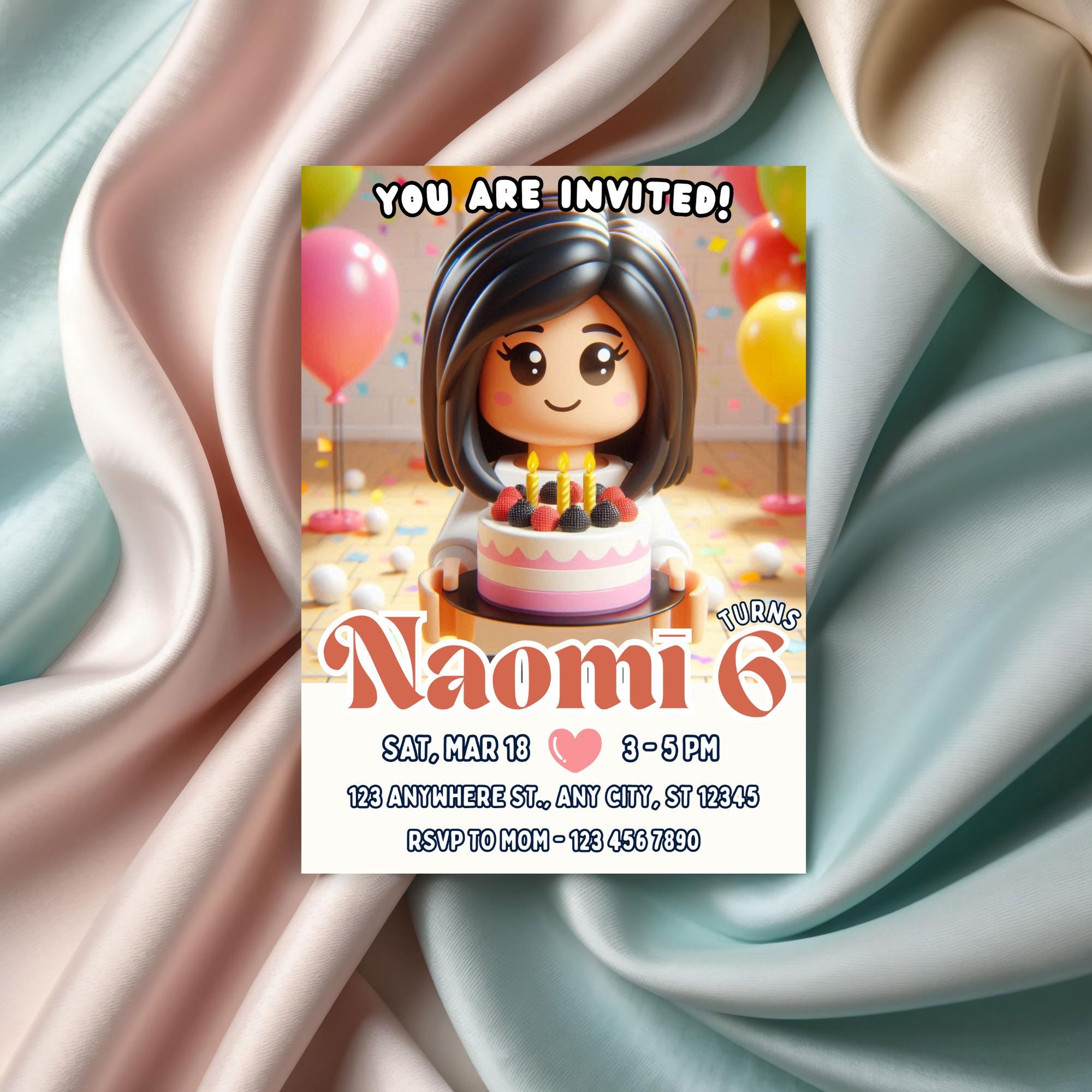 Editable Building Blocks Birthday Invitation for Girl Building Bricks ...