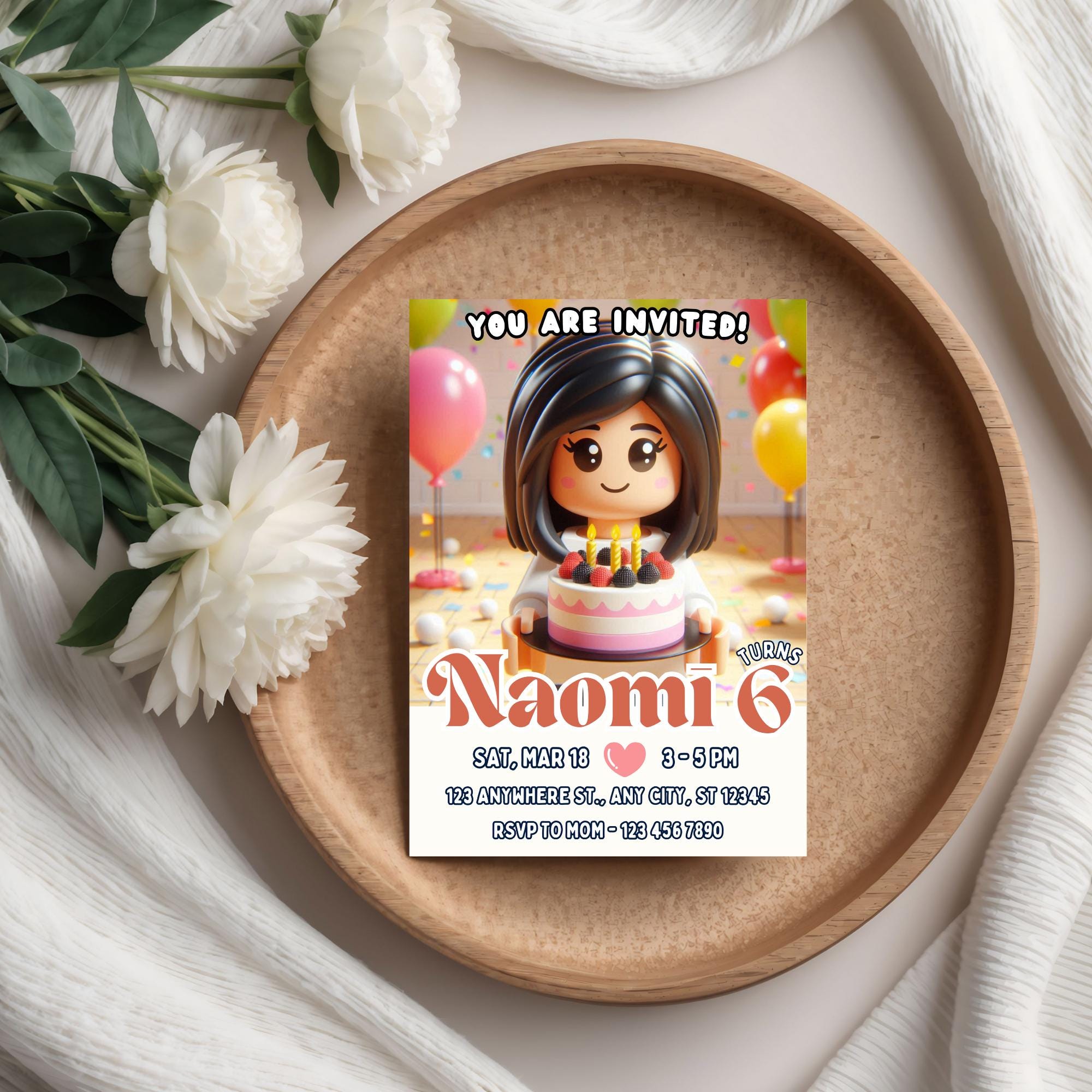 Editable Building Blocks Birthday Invitation for Girl Building Bricks ...