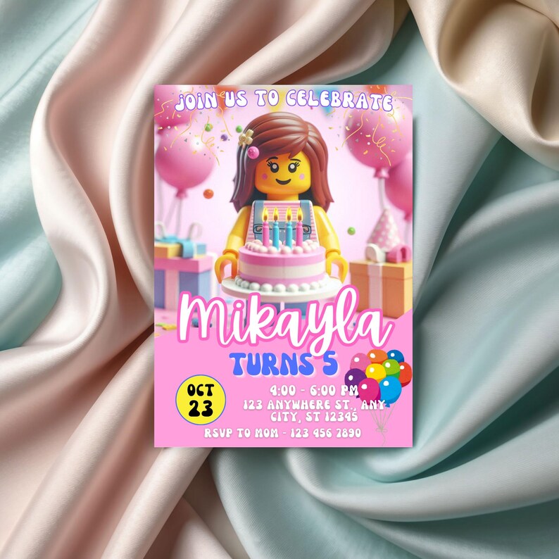 Editable Building Blocks Birthday Invitation Building Bricks Kids Party ...