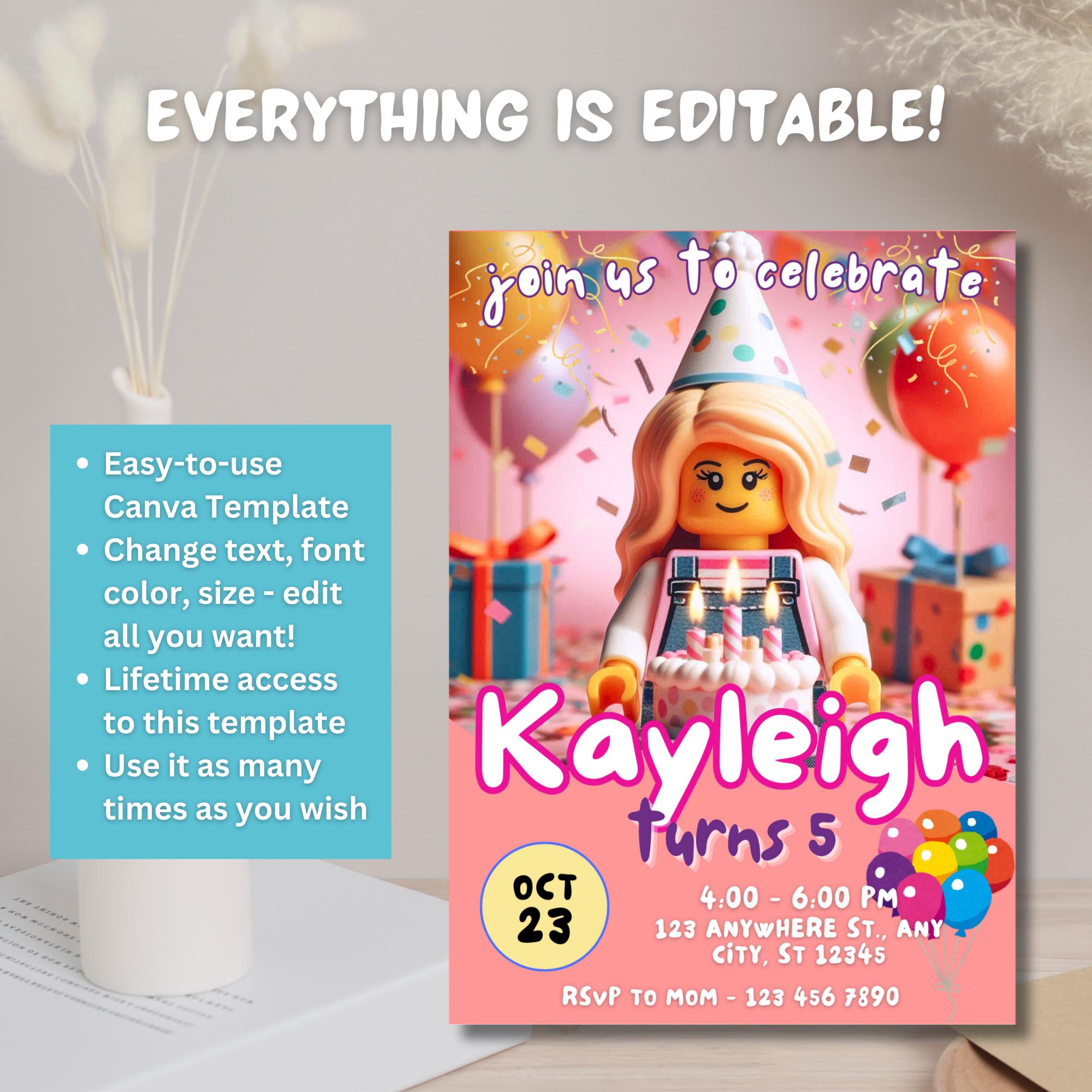 Building Blocks Birthday Invitation Editable Building Bricks Kids Party ...