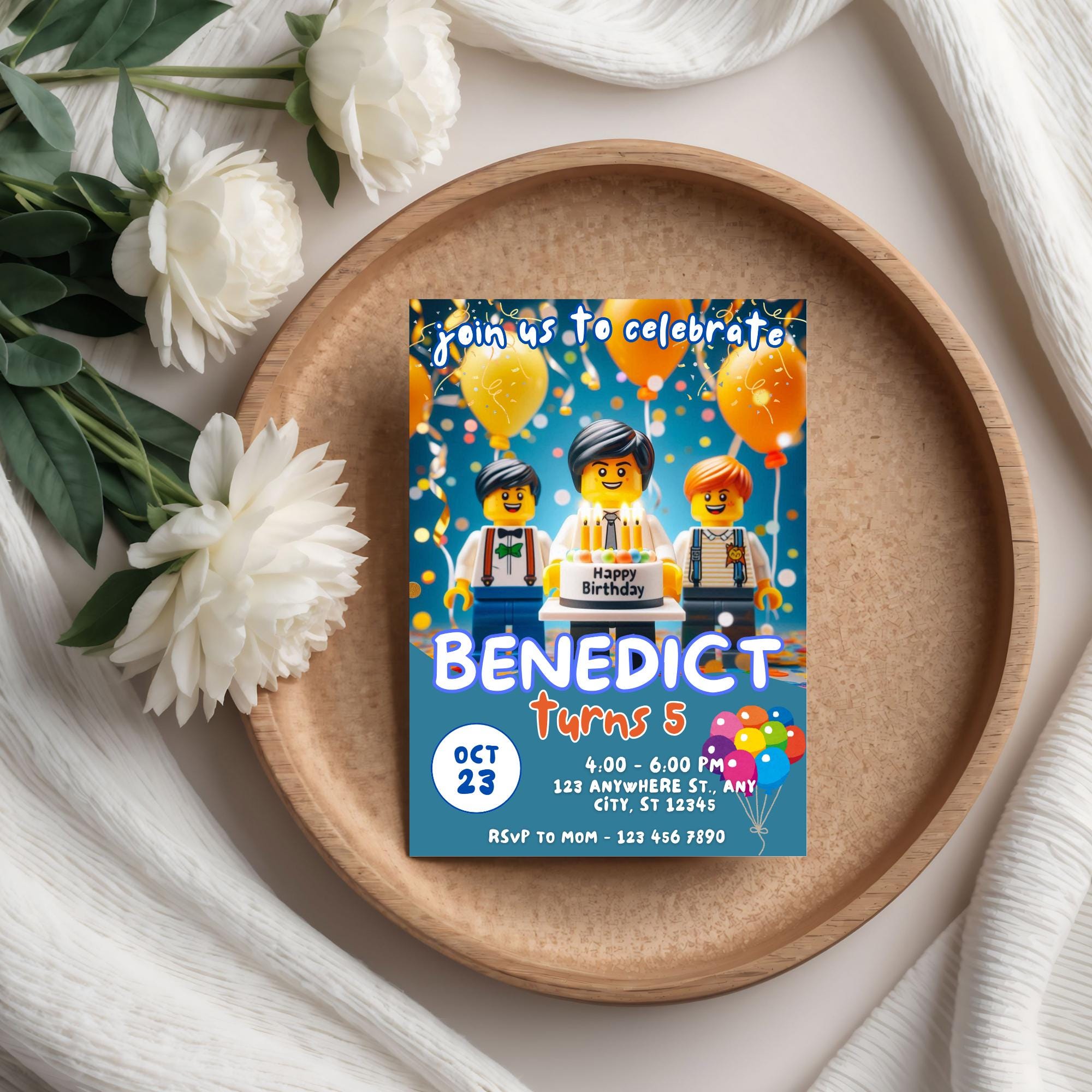 Editable Building Blocks Birthday Invitation for Boy Building Bricks ...