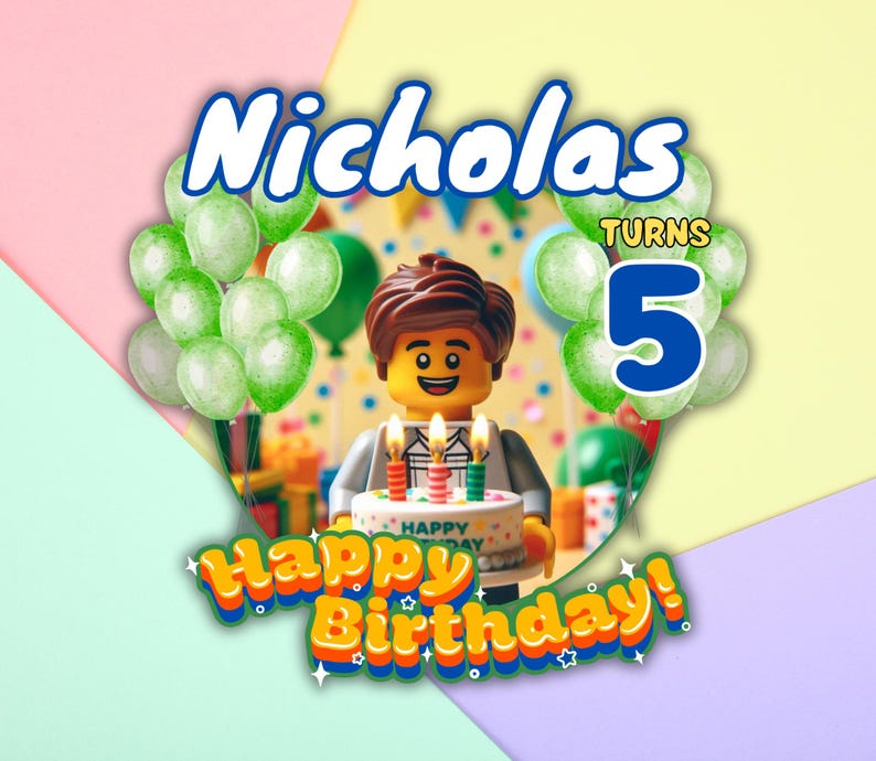 Printable Blocks Cake Topper, Building Blocks Birthday Cake Topper, Boy ...