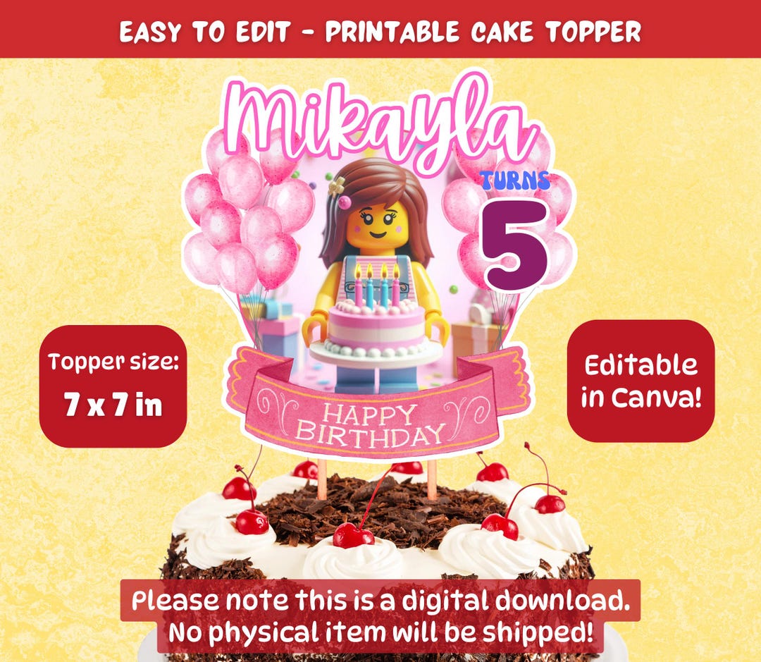 Printable Blocks Cake Topper, Building Blocks Birthday Cake Topper ...