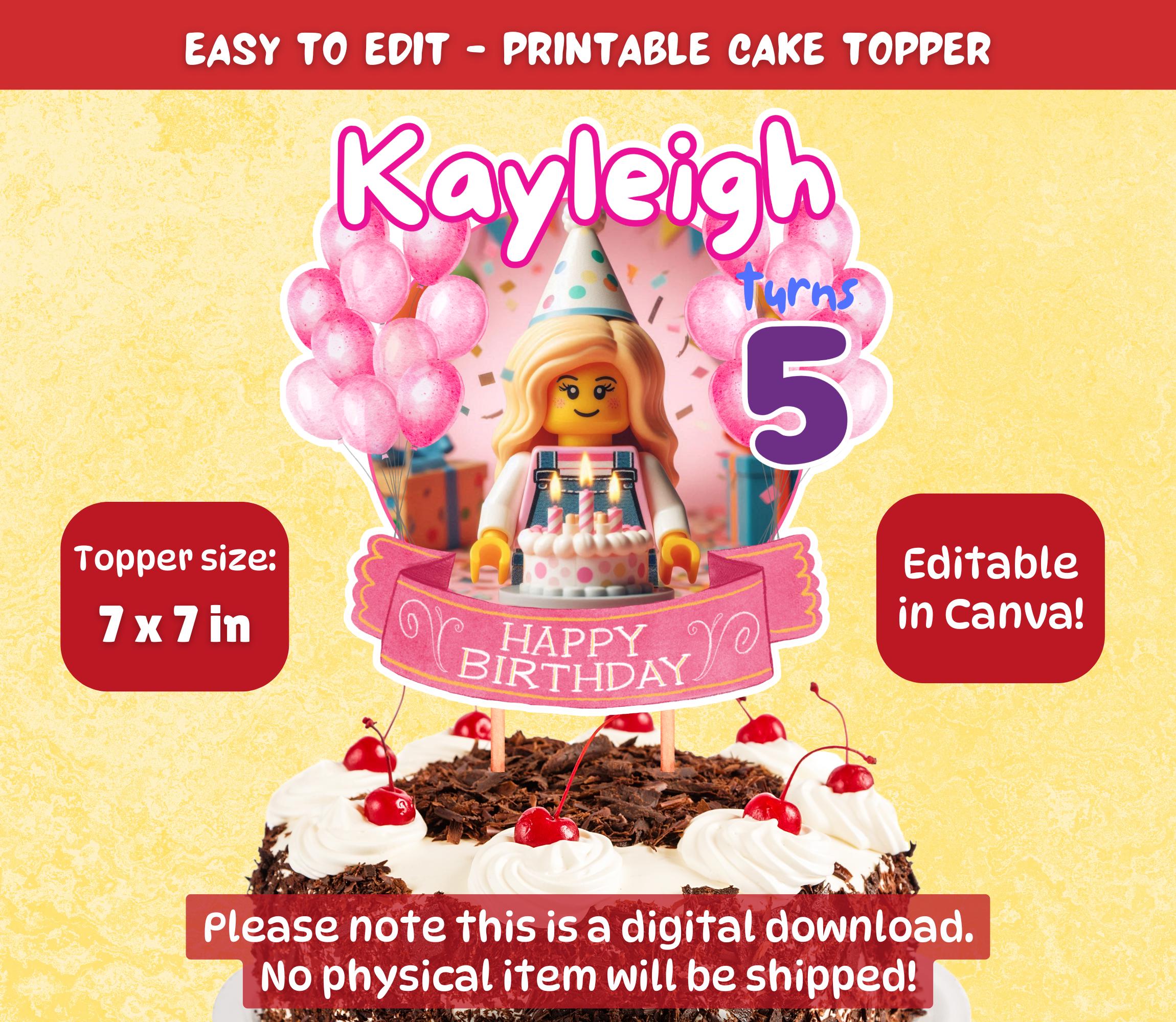 Editable Building Blocks Cake Topper Printable Birthday Cake Topper ...