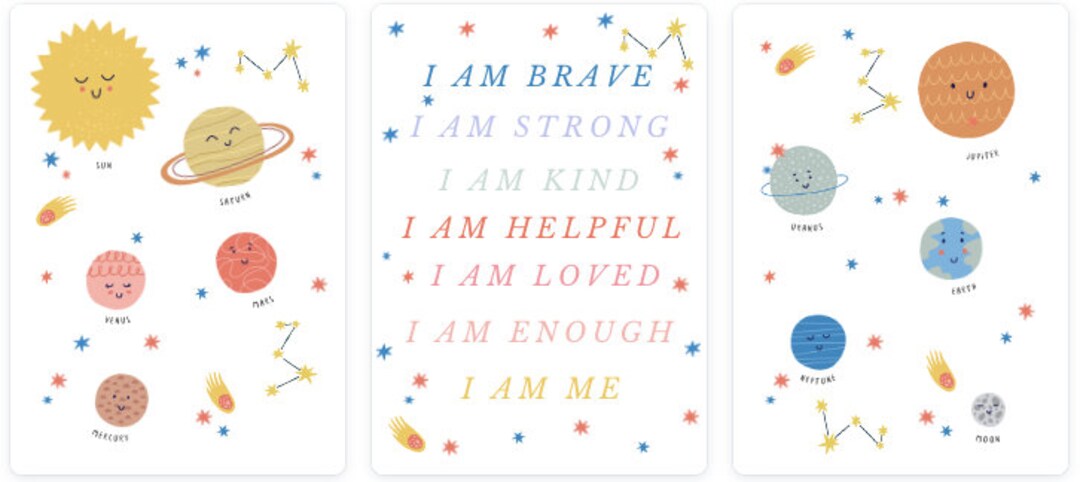 Solar System Affirmation Posters - Etsy