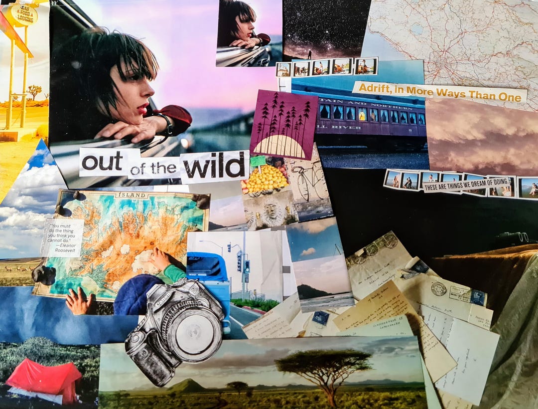 Wanderlust Explorer Digitalised Handmade Collage Poster Print (8x10 ...