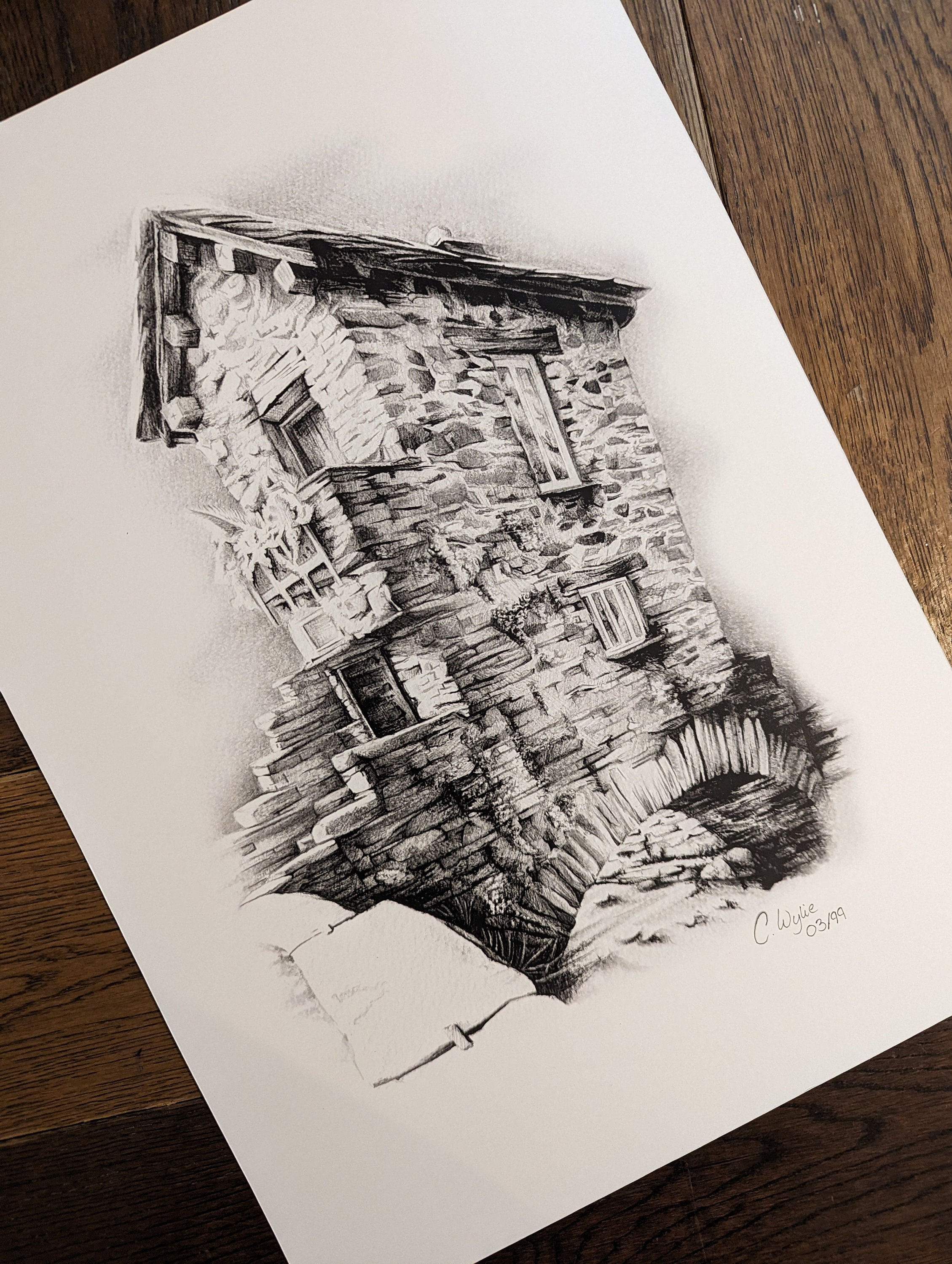 Lake Districts Iconic Bridge House in Ambleside Sketch - Etsy