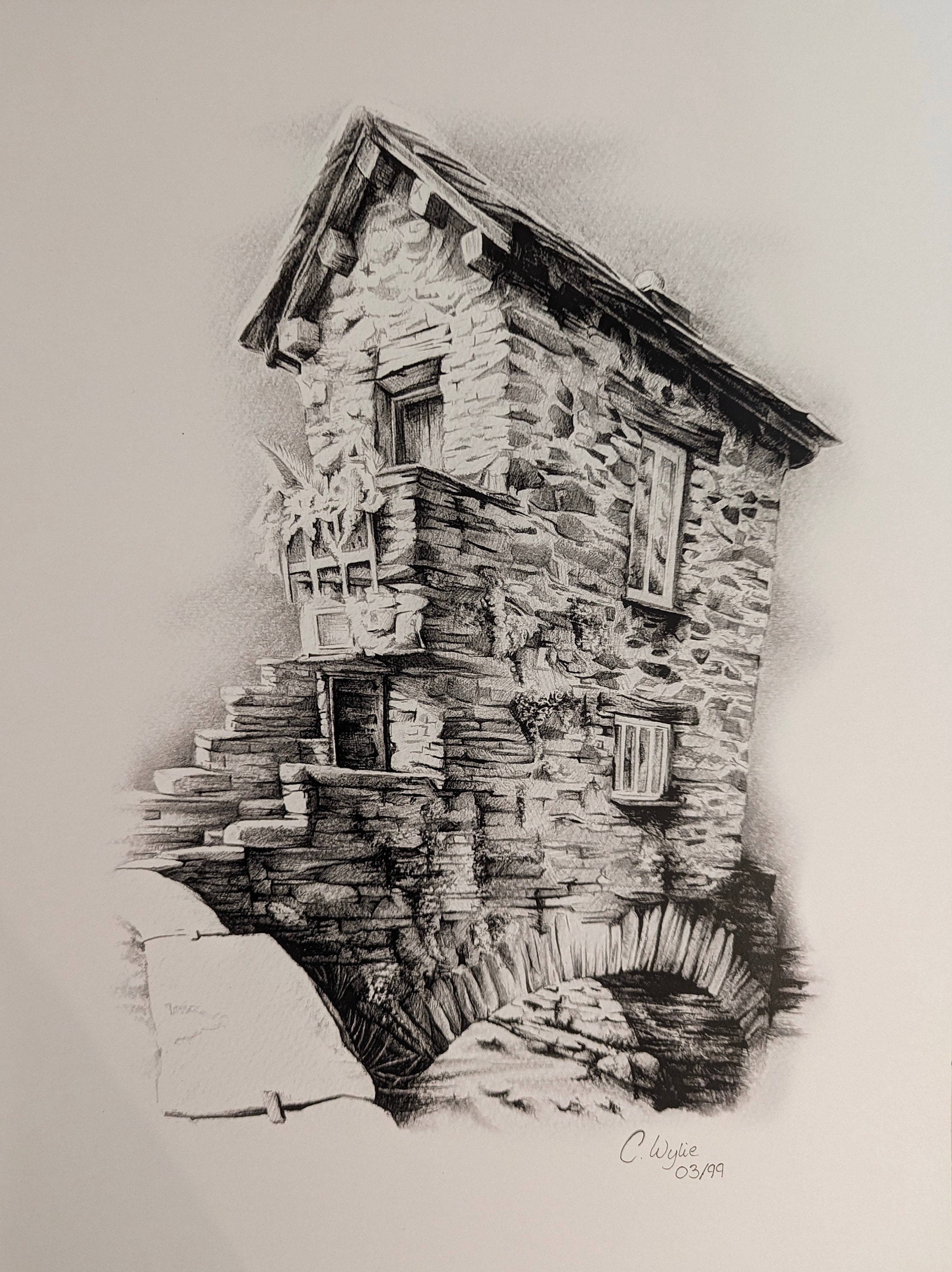 Lake Districts Iconic Bridge House in Ambleside Sketch - Etsy