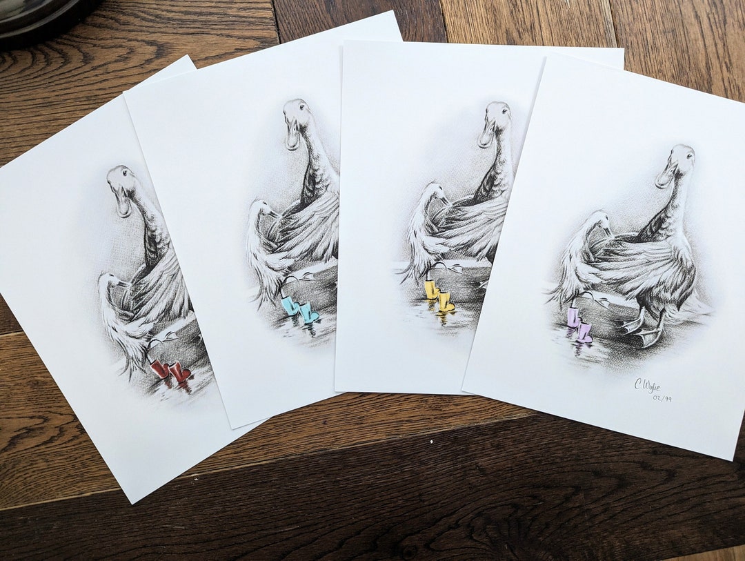 Little Duck Putting Wellies On, Original Limited Print Hand Signed and ...