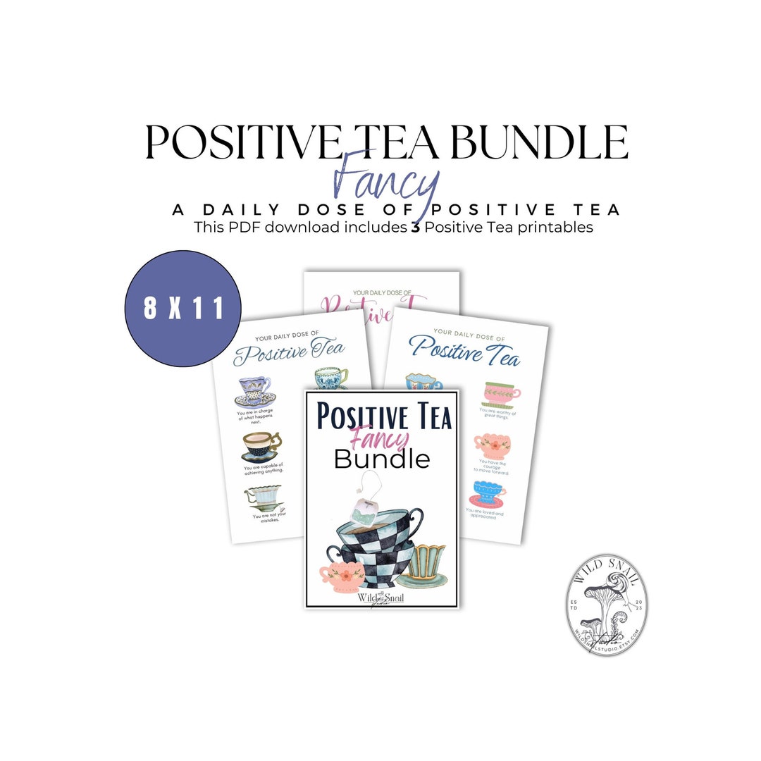 Digital Art Prints - Positive Tea - Fancy Cups Bundle - Etsy