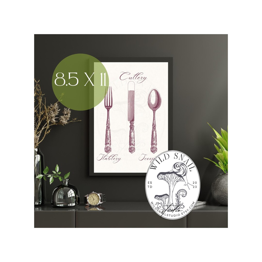 Whimsical Modern Kitchen Decor | Elegant Red Cutlery Art Hanging for ...