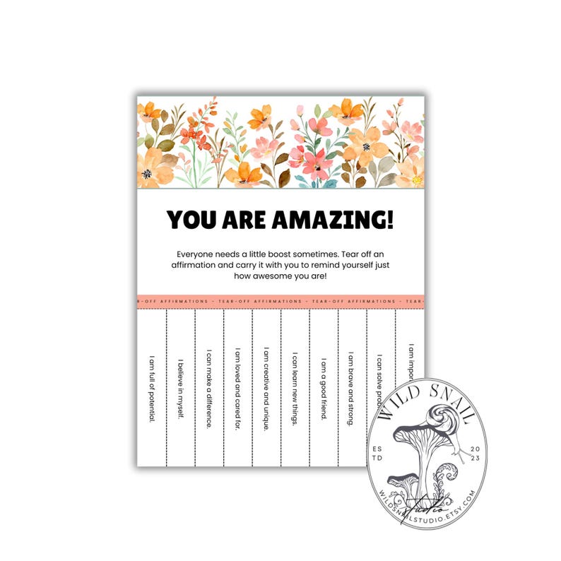 Affirmation Tear-off Sheet | You Are Amazing (digital Download) - Etsy