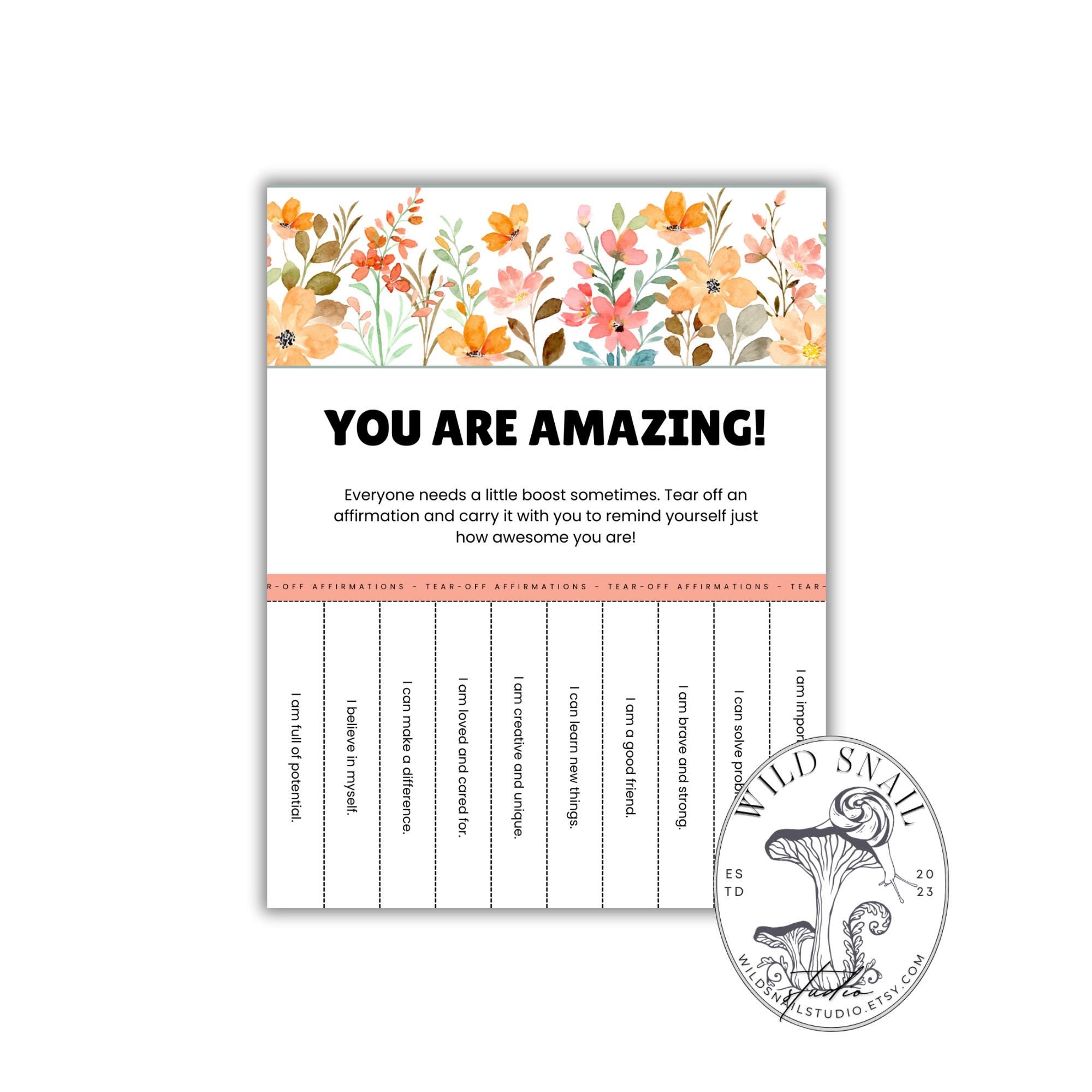 Affirmation Tear-off Sheet | You Are Amazing (digital Download) - Etsy