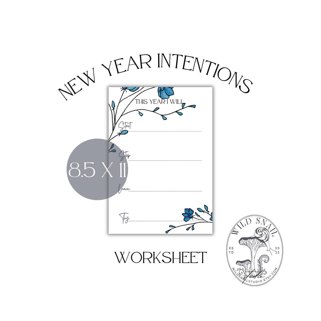 New Year Intentions Worksheet: Reflection Sheet (PDF) - Etsy