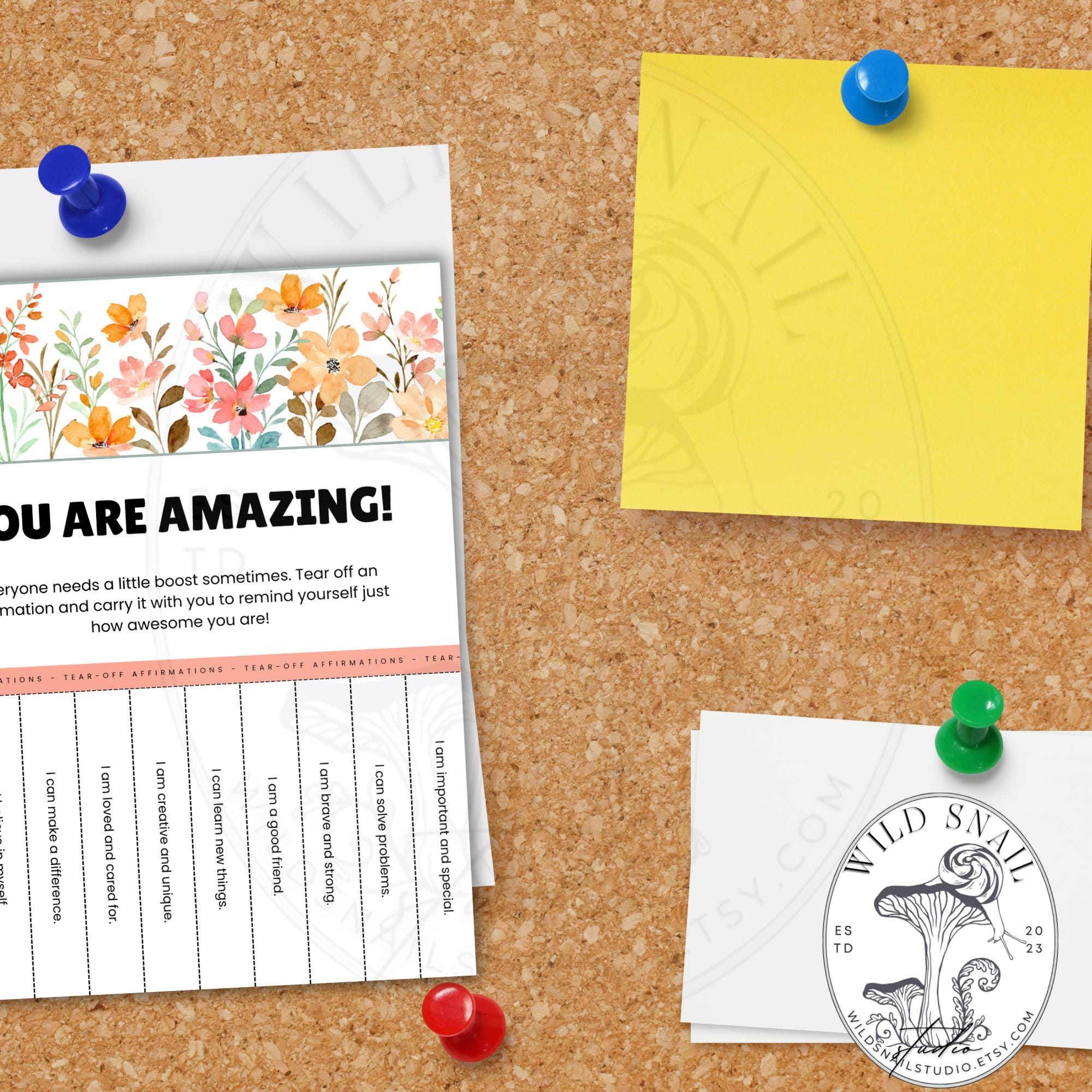 Affirmation Tear-off Sheet | You Are Amazing Affirmations - Etsy