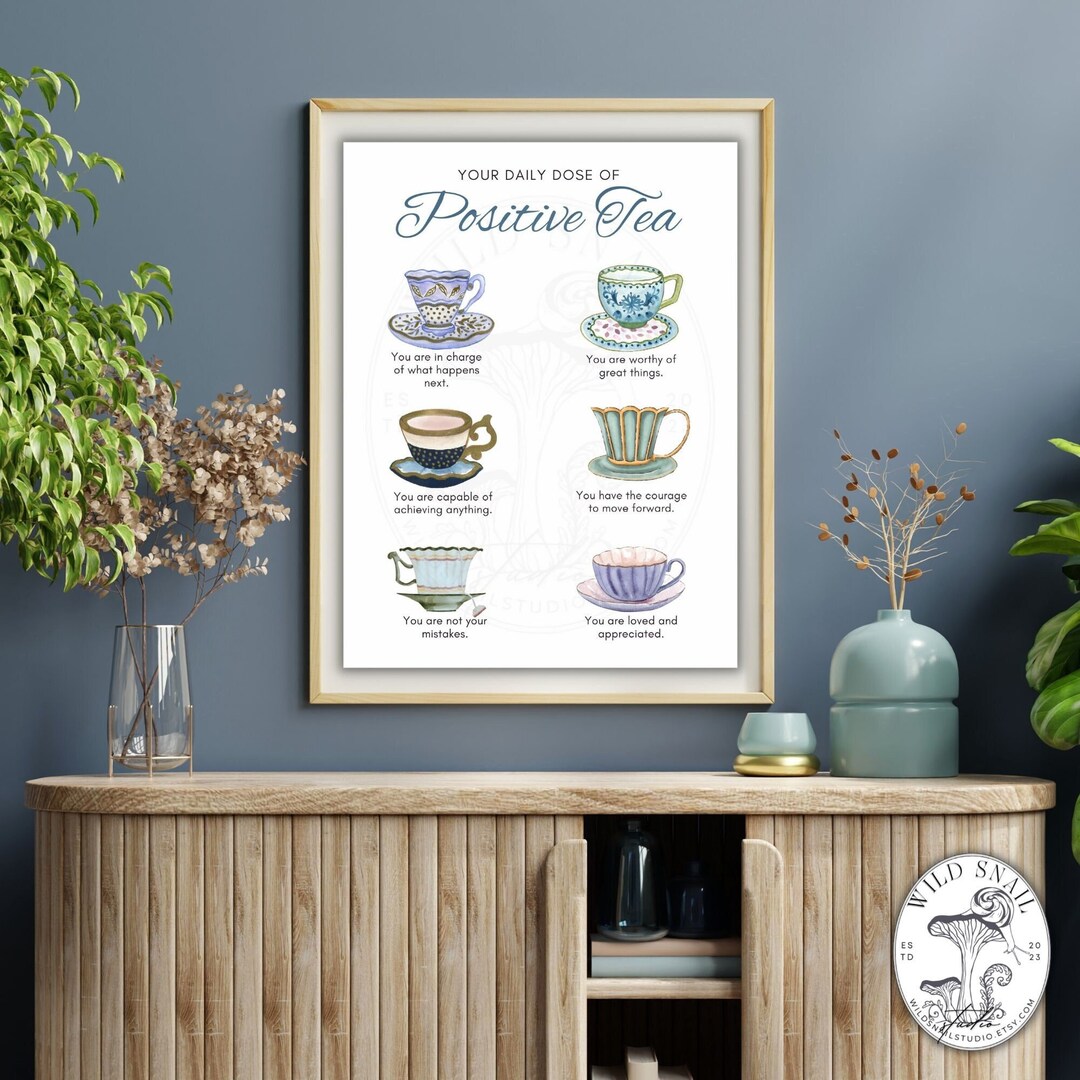 Positive Tea Digital Art Print - Elegant Watercolors - Etsy
