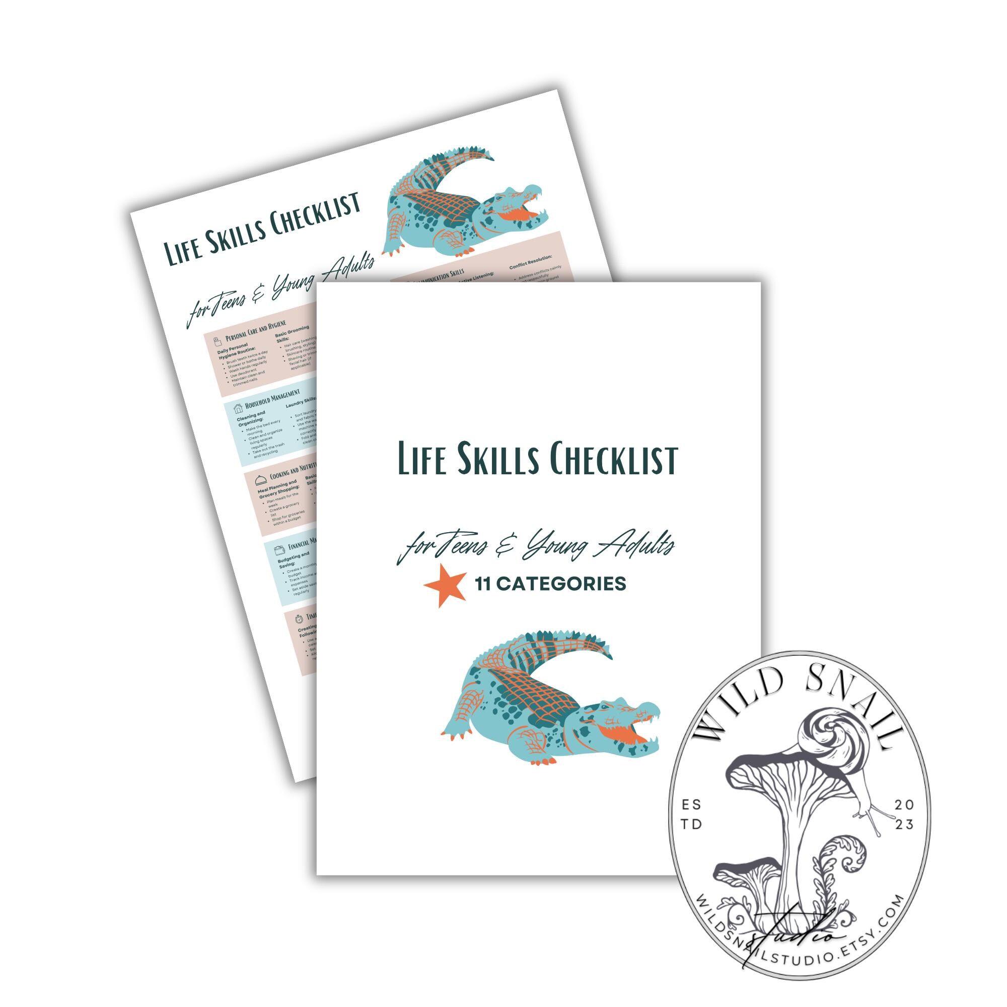Teen Life Skills Checklist | Gator Design (digital Download) - Etsy