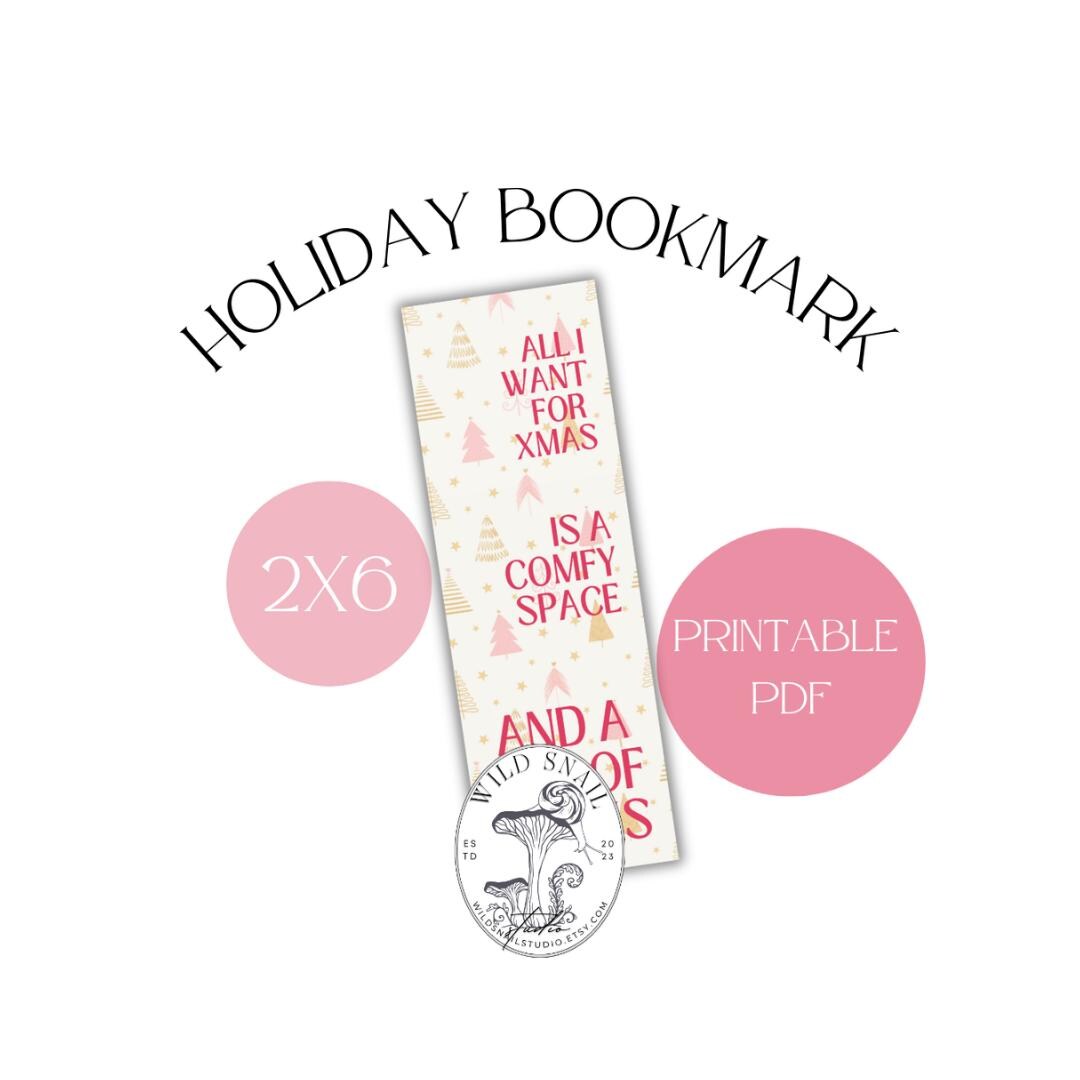Printable Christmas Bookmark | 2x6 Digital Download | Pink Holiday ...