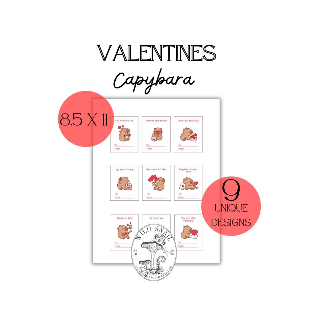 Cute Capybara Valentine’s Day Cards – Printable & Adorable! | Printable ...