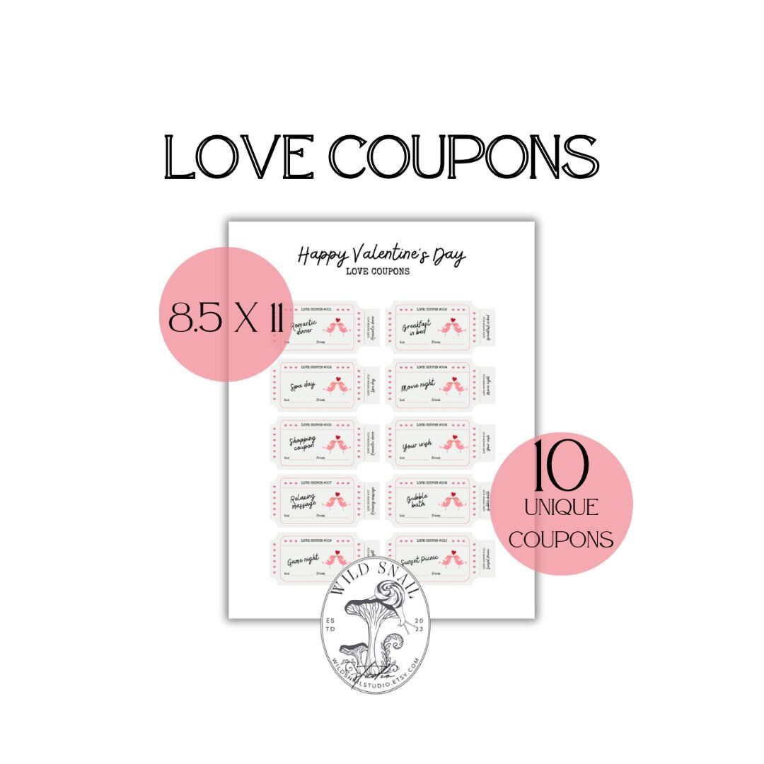 Printable Love Coupons – Romantic Gift for Couples (PDF) - Etsy