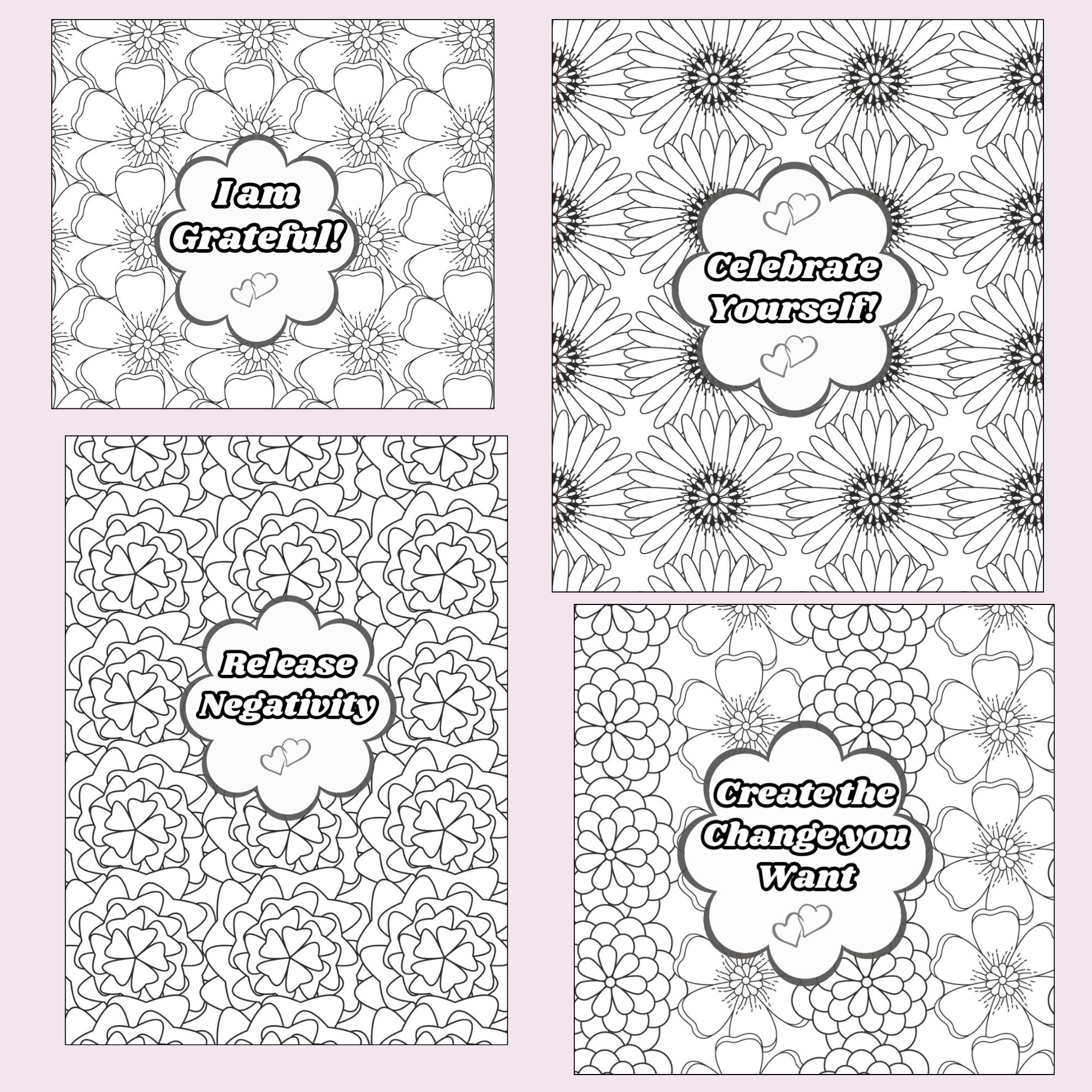 Mindful Relaxing Colouring Pages With Positive Affirmations, A4 and US ...