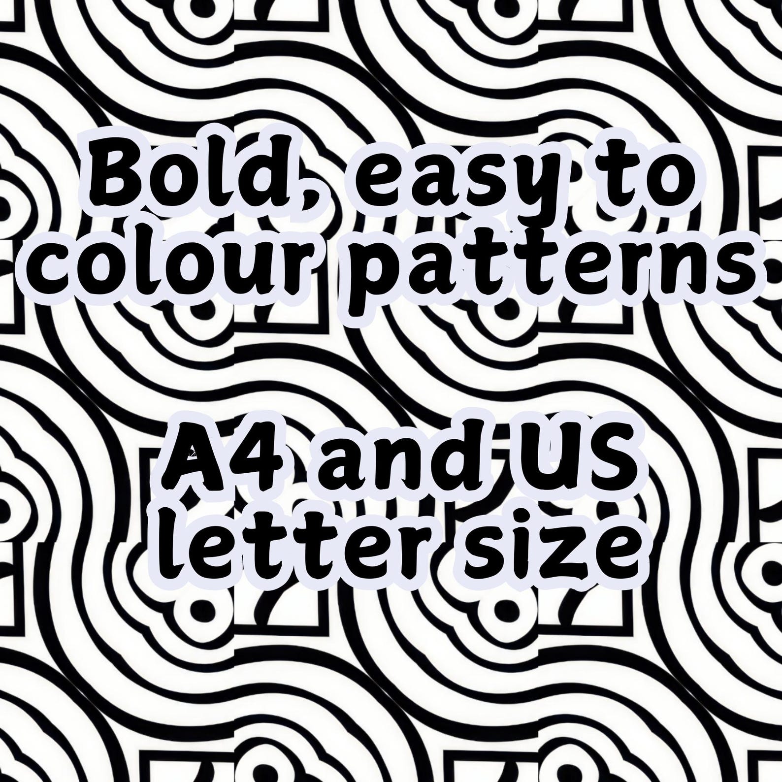 Colouring Pages A4 and US Letter Size, 55 Bold Easy Patterns, Unique ...