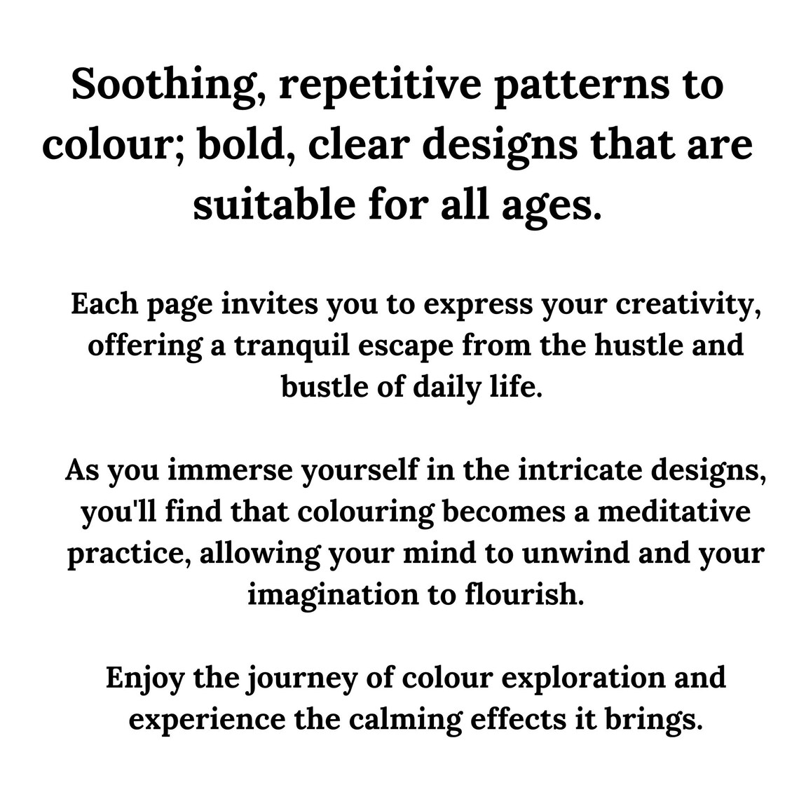 Colouring Pages A4 and US Letter Size, 55 Bold Easy Patterns, Unique ...