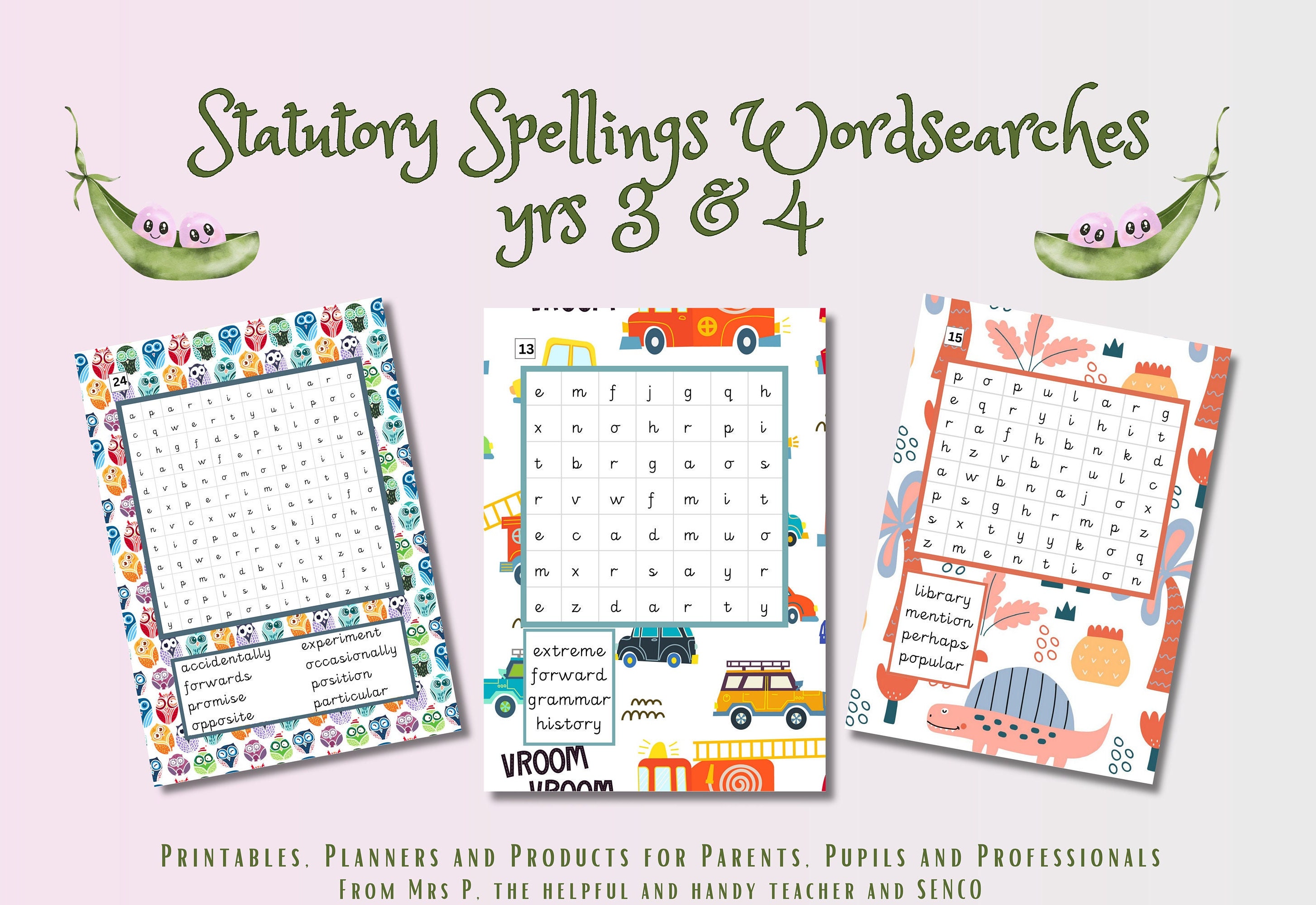 Statutory Spellings Wordsearches Years 3 & 4, KS2 Spelling Activities ...