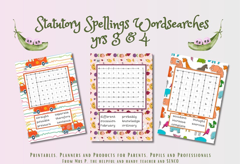 Statutory Spellings Wordsearches Years 3 & 4, KS2 Spelling Activities ...
