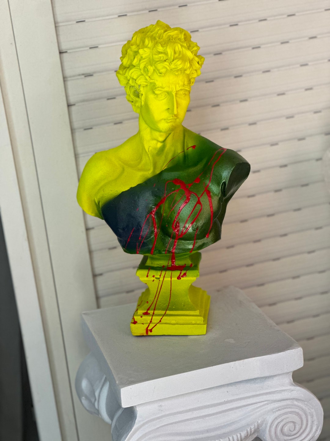 Large David Sculpture Statue, David Bust Statue, Bust, Green Sculpture ...