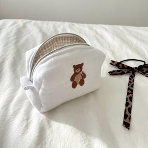 Mini Makeup Bag Coquette Mini Beauty Pouch Bow Embroidered Small Makeup ...