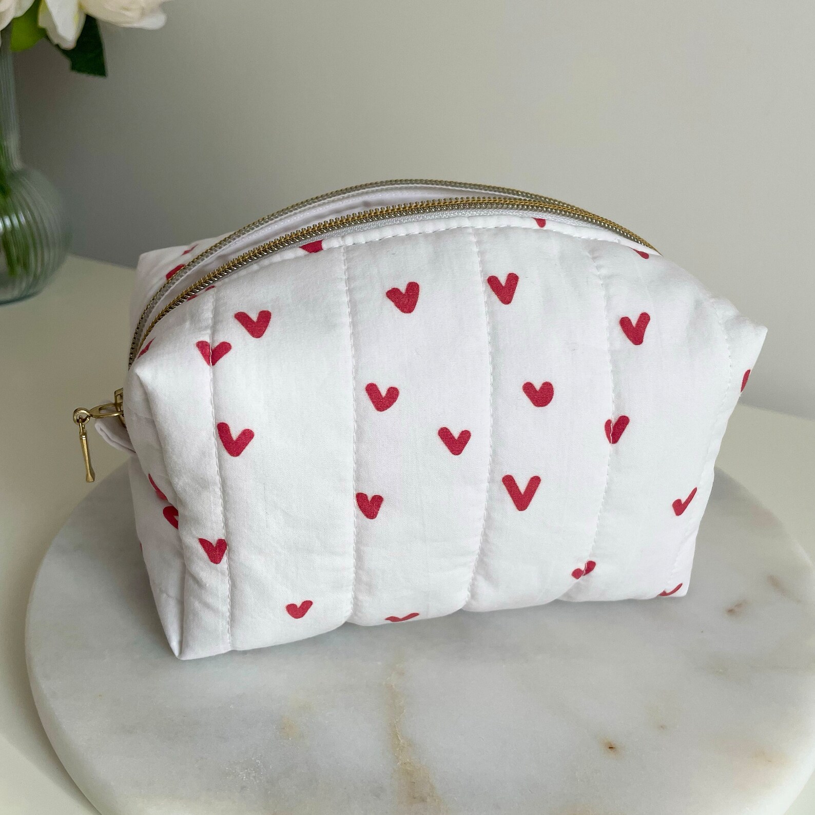 Heart Makeup Bag With Gold Zipper Cute Red Heart Makeup Bag Handmade ...