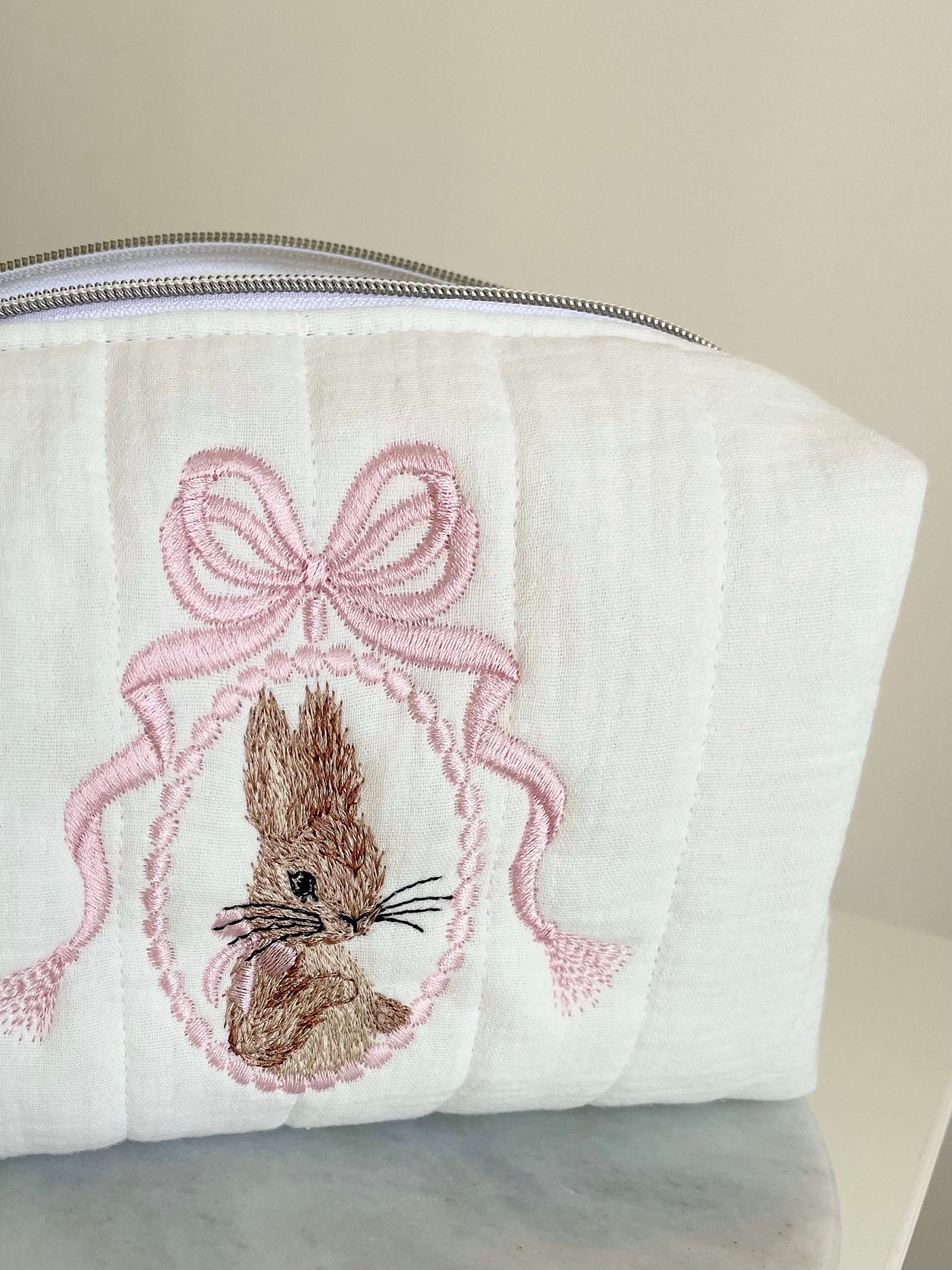 Rabbit and Bow Embroidered Baby Care Bag Easter Bunny Baby Shower Gift ...