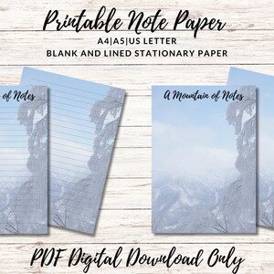 Mountain Photography Printable Stationary Japan Mountains, Digital Note ...